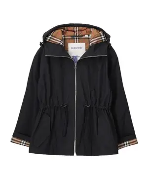 Burberry Plaid Hooded Long-sleeve Jacket