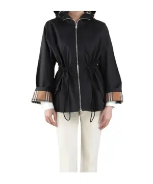 Burberry Plaid Hooded Long-sleeve Jacket