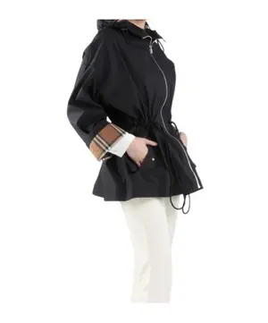 Burberry Plaid Hooded Long-sleeve Jacket