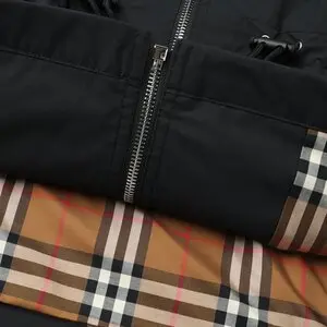 Burberry Plaid Hooded Long-sleeve Jacket