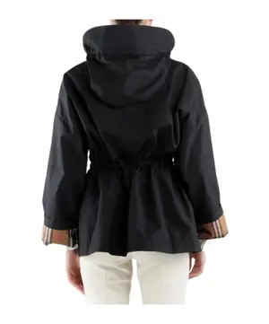 Burberry Plaid Hooded Long-sleeve Jacket