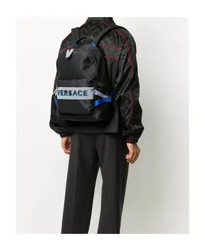 Versace Logo Embossed Backpack