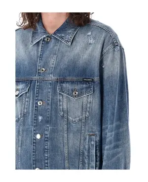 Dolce & Gabbana Distressed Buttoned Denim Jacket