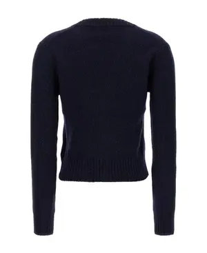 AMI Paris V-neck Knitted Cardigan With De Coeur Pattern