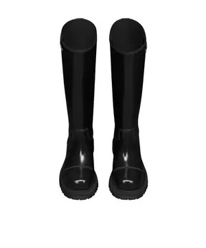 Dior Knee High Boots With Gold Tone Logo