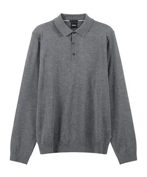 Hugo Boss Lancione Virgin Wool Polo Shirt - Gray