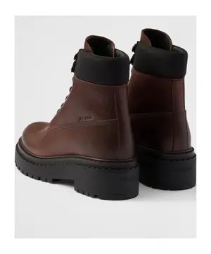 Prada Logo-debossed Lace-up Ankle Boots - Black