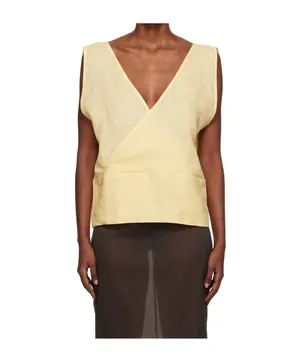 BASERANGE Wrap Top With V-neck And Open Back