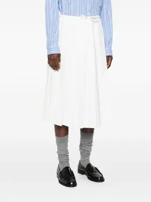 Prada Drawstring Pleated Midi Skirt - White