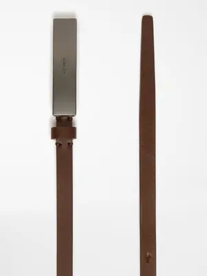 Max Mara Logo Engraved Buckle Belt - Cocoa