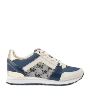 Michael Kors Logo Jacquard Paneled Leather Sneakers