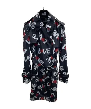 Moschino Double-breasted Trench Coat With Graphic Print