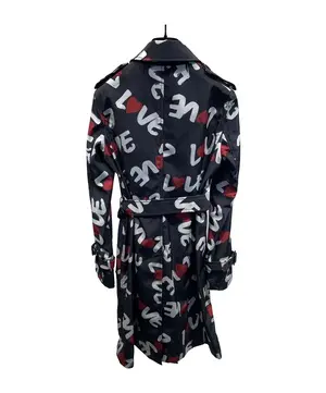 Moschino Double-breasted Trench Coat With Graphic Print