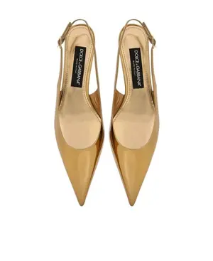 Dolce & Gabbana Dg Logo Detailed Pointed Toe Slingbacks - Nude