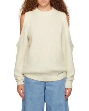 GANNI Cold-shoulder Crewneck Jumper
