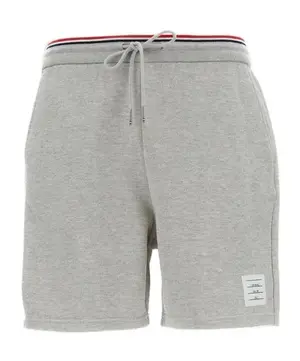Thom Browne Drawstring Shorts With Signature Striping - Gray