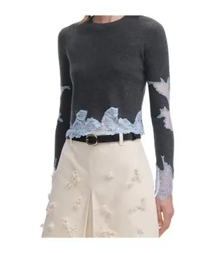 SELF-PORTRAIT Contrast Lace Trim Jumper