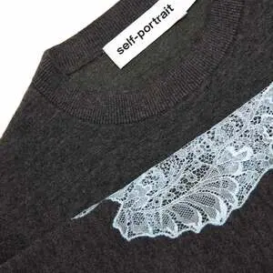 SELF-PORTRAIT Contrast Lace Trim Jumper