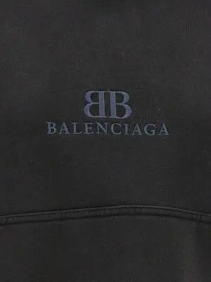 Balenciaga Logo Printed Distressed Hoodie