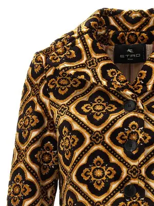 Etro Geometric-printed Buttoned Cropped Jacket