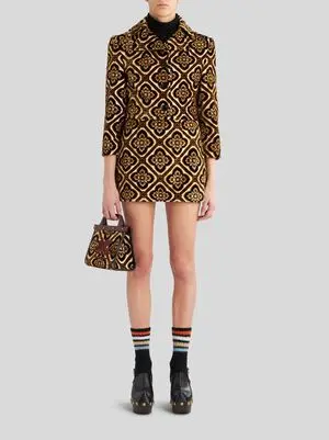 Etro Geometric-printed Buttoned Cropped Jacket