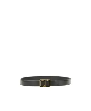 TOM FORD Logo Buckle Leather Belt - Black