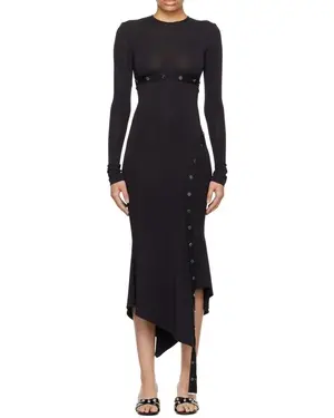 Attico Asymmetric Convertible Long-sleeved Midi Dress