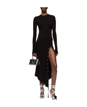 Attico Asymmetric Convertible Long-sleeved Midi Dress