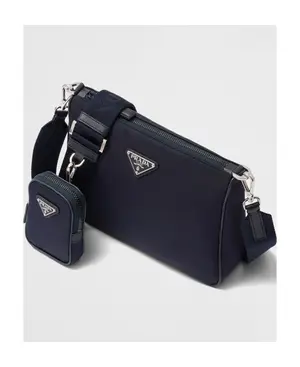 Prada Re-nylon And Saffiano Leather Shoulder Bag - Blue