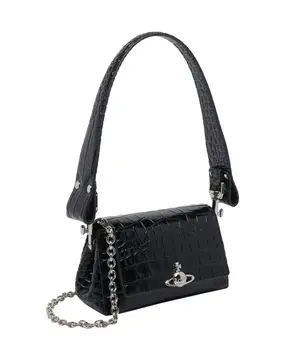 VIVIENNE WESTWOOD Orb Plaque Embossed Small Shoulder Bag - Black