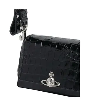VIVIENNE WESTWOOD Orb Plaque Embossed Small Shoulder Bag - Black