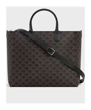 Celine Large Cabas Tote In Triomphe Canvas And Calfskin