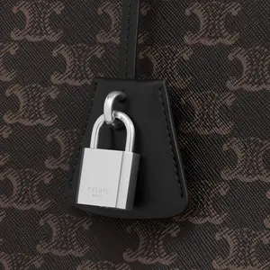 Celine Large Cabas Tote In Triomphe Canvas And Calfskin