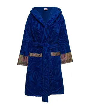 Etro New Tradition Hooded Paisley-print Bath Robe - Blue