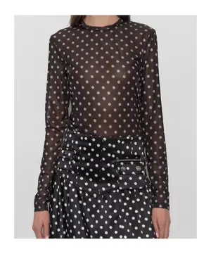 GANNI Polka Dot Sheer Top