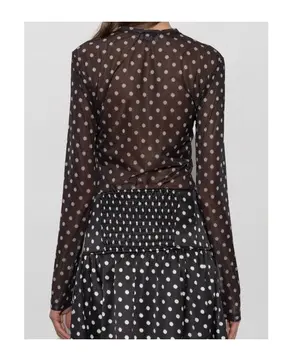 GANNI Polka Dot Sheer Top