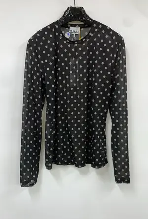 GANNI Polka Dot Sheer Top