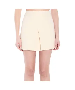 Celine Wool Silk Gabardine Trapeze Mini Skirt - Cream