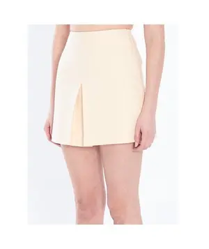 Celine Wool Silk Gabardine Trapeze Mini Skirt - Cream