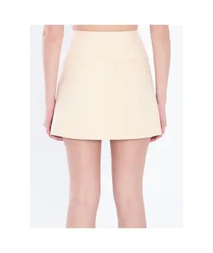 Celine Wool Silk Gabardine Trapeze Mini Skirt - Cream