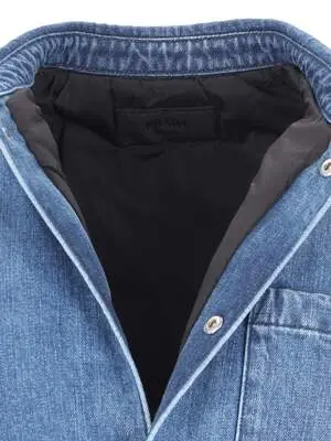 Prada Buttoned Logo Plaque Denim Shirt