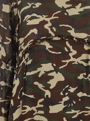 SEMICOUTURE Camouflage Print Long Sleeve Dress