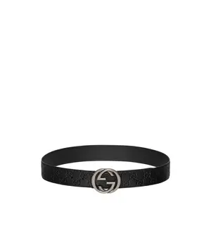 Gucci Interlocking G Buckle Reversible Belt - Black