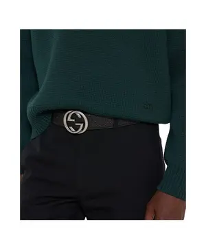 Gucci Interlocking G Buckle Reversible Belt - Black