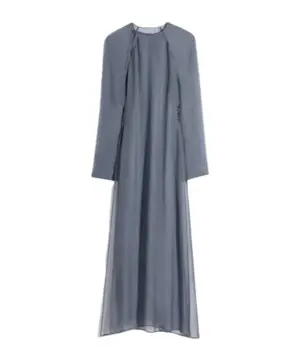 LEMAIRE Round Neck Dress With Side Slits - Gray