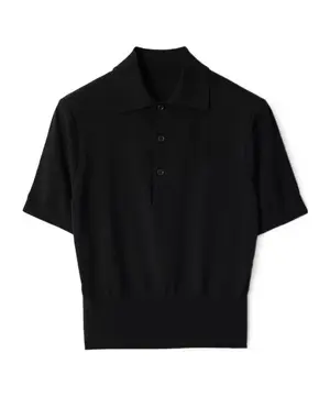 Burberry Short Sleeve Ribbed Polo Top With Equestrian Knight Logo