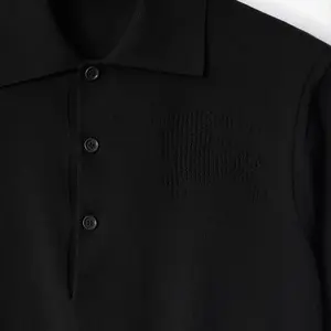 Burberry Short Sleeve Ribbed Polo Top With Equestrian Knight Logo