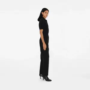 Burberry Short Sleeve Ribbed Polo Top With Equestrian Knight Logo