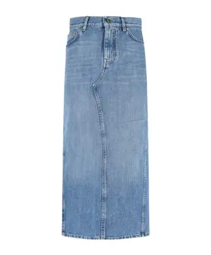 Givenchy Logo Patch Denim Skirt - Medium Blue