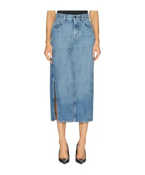 Givenchy Logo Patch Denim Skirt - Medium Blue